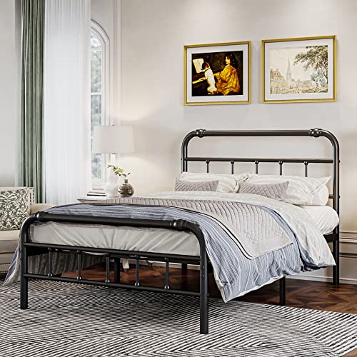 THEOCORATE Twin Size Bed Frame with Headboard and Footboard,14 Inch High 2500lbs Heavy Duty Support No Box Spring Needed,Noise Free,Anti-Slip,Easy Assembly,Black