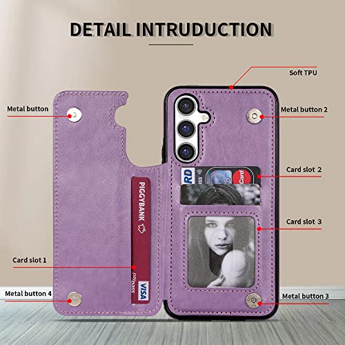YWKJ Compatible with Samsung Galaxy A54 5G Case Wallet with Card Slot Butterfly Embossing Flip Leather Magnetic Clasp Protective Phone Case for Samsung Galaxy A54 Case Wallet(Purple-6.4 inch)