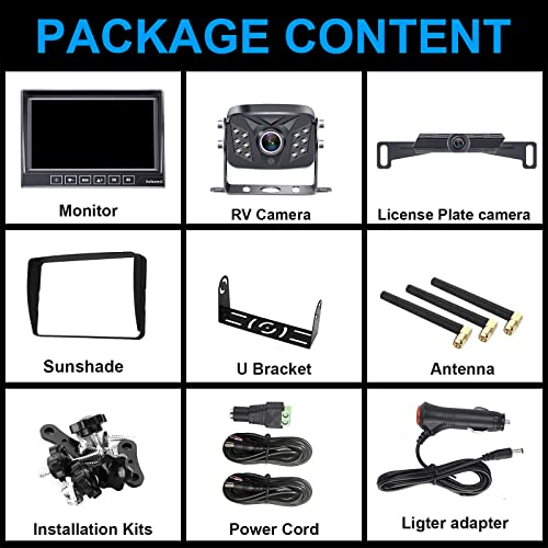 RV Dual Digital Wireless Backup Camera Kit with 7ββ DVR Touch Key Monitor Trailer Rear View Front View Camera Without Difference Color No Interference IP69 Waterproof Latest Wide-Angle Camera