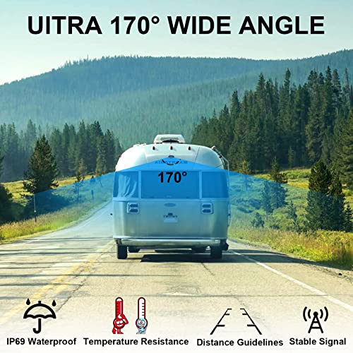 RV Dual Digital Wireless Backup Camera Kit with 7ββ DVR Touch Key Monitor Trailer Rear View Front View Camera Without Difference Color No Interference IP69 Waterproof Latest Wide-Angle Camera