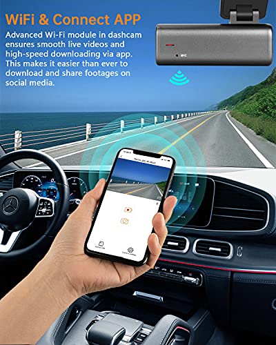 Dash Cam 2K WiFi 1440P Car Camera, Dash Camera for Cars, Front Dashcam for Cars with Super Night Vision, WDR, Loop Recording, G-Sensor, 24 Hours Parking Monitor, APP, Support 128GB Max