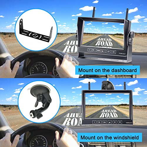 RV Dual Digital Wireless Backup Camera Kit with 7ββ DVR Touch Key Monitor Trailer Rear View Front View Camera Without Difference Color No Interference IP69 Waterproof Latest Wide-Angle Camera