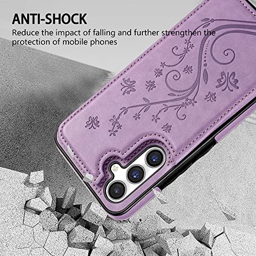 YWKJ Compatible with Samsung Galaxy A54 5G Case Wallet with Card Slot Butterfly Embossing Flip Leather Magnetic Clasp Protective Phone Case for Samsung Galaxy A54 Case Wallet(Purple-6.4 inch)