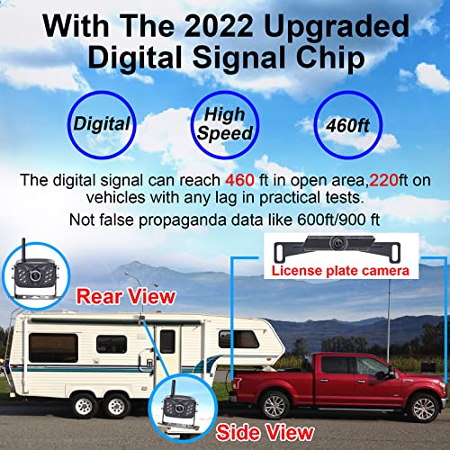 RV Dual Digital Wireless Backup Camera Kit with 7ββ DVR Touch Key Monitor Trailer Rear View Front View Camera Without Difference Color No Interference IP69 Waterproof Latest Wide-Angle Camera