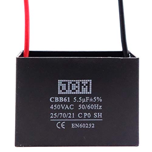 JCM 2 Wire Ceiling Fan Capacitor 5.5uF 450VAC CBB61