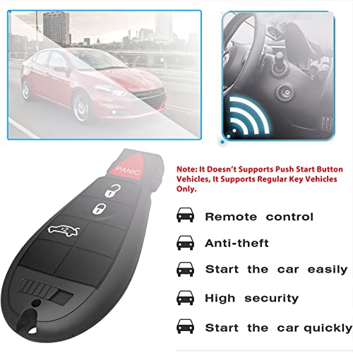 4 Button Key Fob fit for Chrysler 300 2008-2011/ Dodge Durango 2008-2013, Challenger 2008-2014, Journey 2009-2013, Charger 2008-2012, Grand Caravan 2008-2014 for FCC: M3N5WY783X IYZ-C01C (Set of 2)