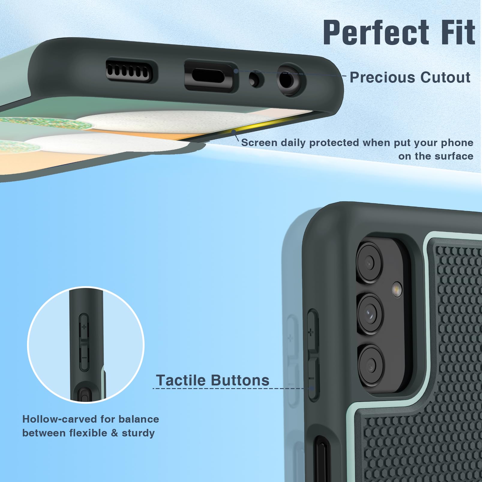 BNIUT for Samsung Galaxy A13 5G Case: Dual Layer Protective Heavy Duty Cell Phone Cover Shockproof Rugged with Non Slip Textured Back - Military Protection Bumper Tough - 6.5inch (Green)