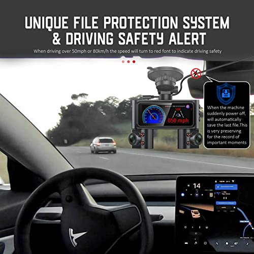 HUPEJOS V7PRO 3 Channel Dash Cam with 5GHz WiFi GPS, 4K Car Camera,128GB Card,4K Front+1080P Left or Right, 1440P+1080P+1080P Dash Camera for Cars, IR Night Vision,24 Hours Radar Detection