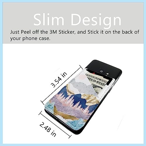 BayPastel X Adhesive Cell Phone Credit Card Stick On Wallet Holder Phone Pocket Pouch Sleeves for iPhone,Samsung Android and All Smartphones (Summer Mountain)