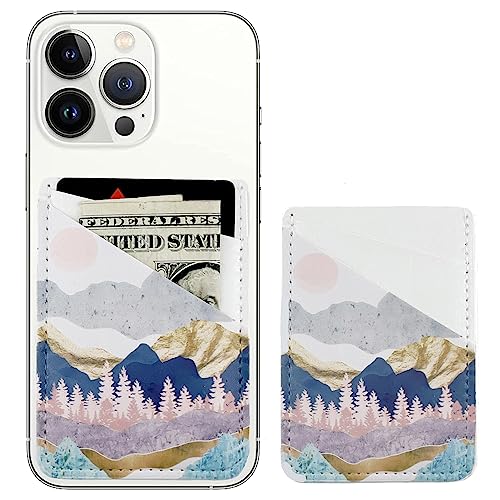 BayPastel X Adhesive Cell Phone Credit Card Stick On Wallet Holder Phone Pocket Pouch Sleeves for iPhone,Samsung Android and All Smartphones (Summer Mountain)