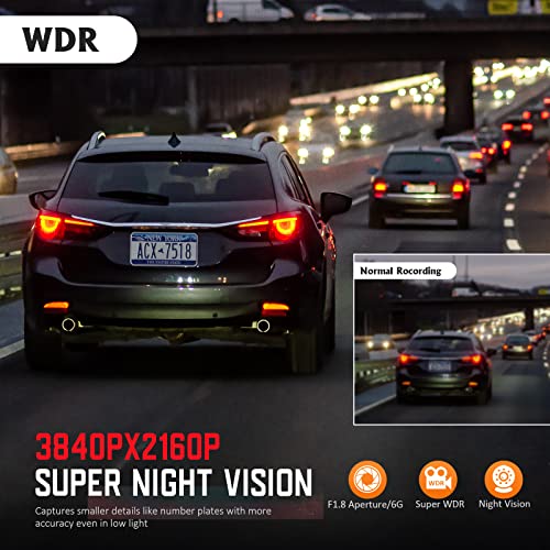 HUPEJOS V7PRO 3 Channel Dash Cam with 5GHz WiFi GPS, 4K Car Camera,128GB Card,4K Front+1080P Left or Right, 1440P+1080P+1080P Dash Camera for Cars, IR Night Vision,24 Hours Radar Detection