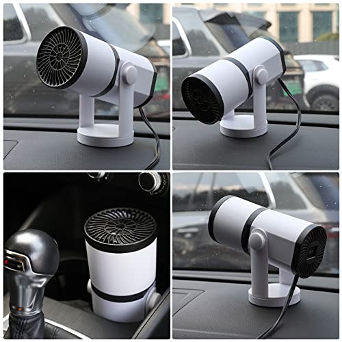 TTSITG Portable Car Heater Defroster, 12V 150W Car Defroster Defogger with 360 Degree Rotary Base 2 in 1 Plug in Cigarette Lighter Car Heater and Cooling Fan for Automobile Windscreen Winter (12V)