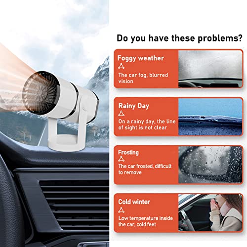 TTSITG Portable Car Heater Defroster, 12V 150W Car Defroster Defogger with 360 Degree Rotary Base 2 in 1 Plug in Cigarette Lighter Car Heater and Cooling Fan for Automobile Windscreen Winter (12V)