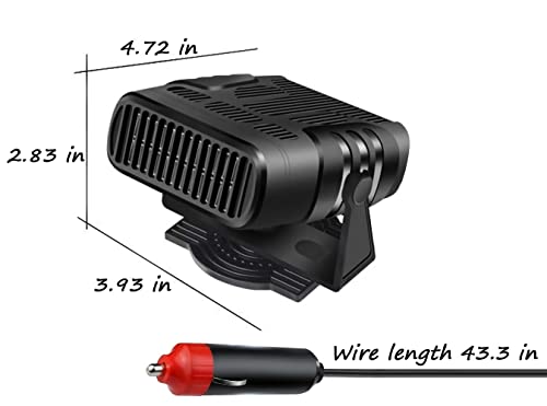 12V Car Heater, 150W Electionic Auto Defrost Defogger, 2 in 1 Portable Heating/Cooling Fan for Truck, 3-Outlet, Plug Into Cigarette Lighter, 360 Degree Rotary-2022 Upgraded