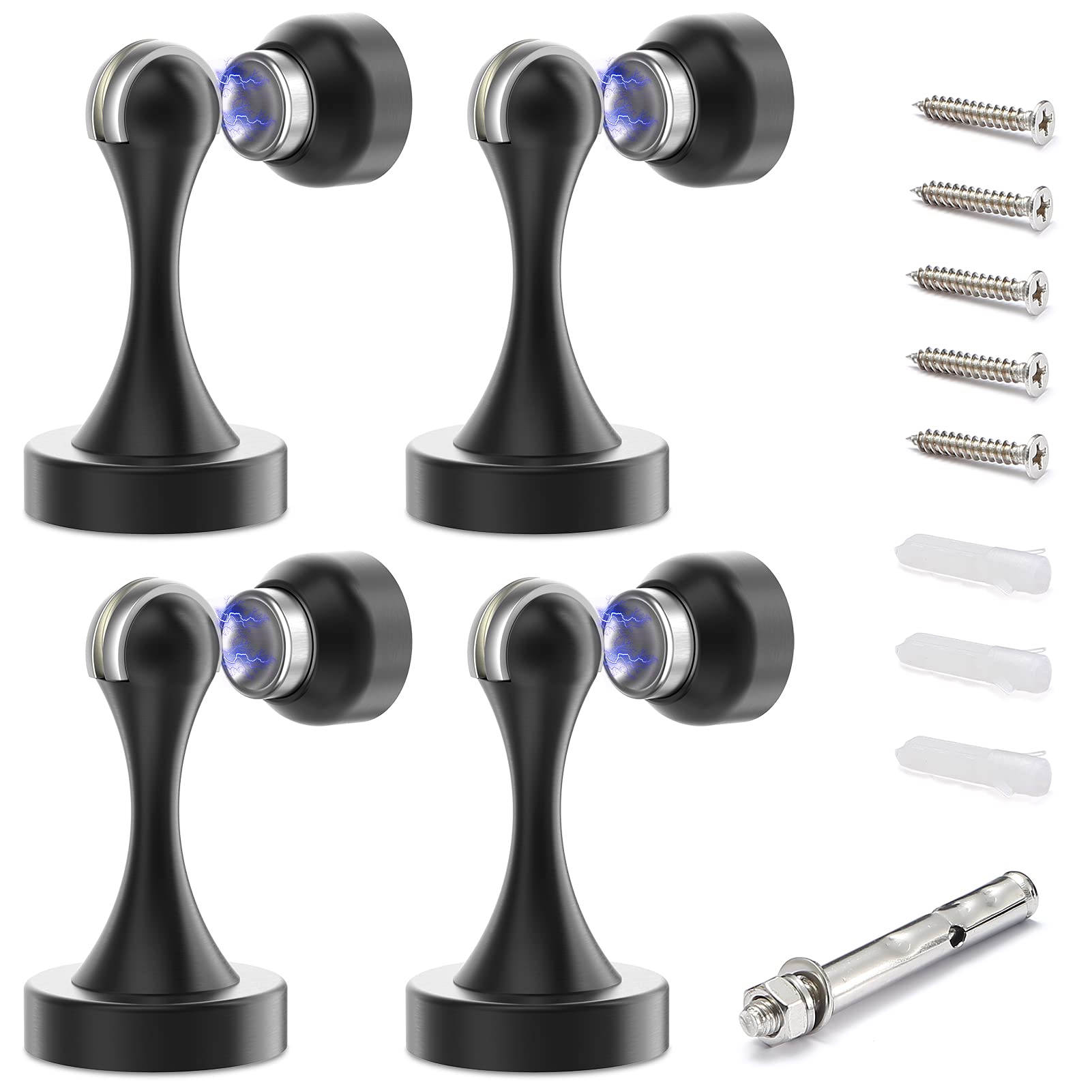 Magnetic Door Stop Stainless Steel，Door Stopper, Heavy Duty for Various Door Types, Keep Your Door Open, Wall Mount Door Holder/Catch (Black-4)