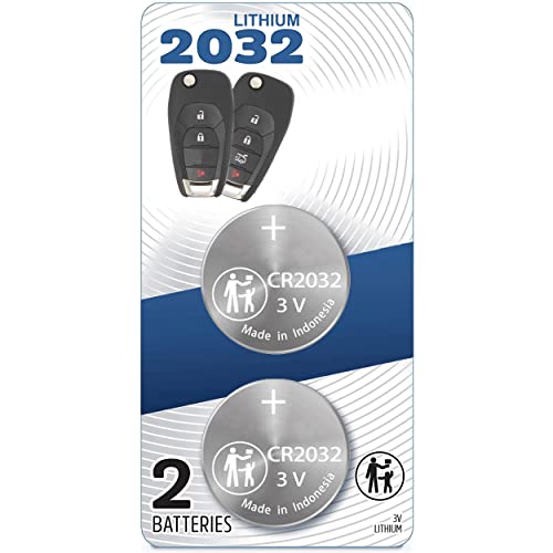 (2 Pack) CR2032 2032 Remote FLIP Key Battery OEM for 2016-2021+ Compatible with Chevrolet Chevy Cruze Sonic Trax Spark Trailblazer Flip Key Remote Fob (with FCC ID: LXP-T004 or LXP-T003)