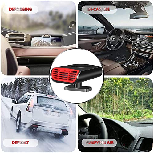 Car Heater, Portable Automobile Heater 12V Fast Heating/Cooling Defrost and Defogger, Electronic Vehicle Heater That Plug into Cigarette Lighter, Handheld Windscreen Fan 2 in 1 Demister for All Car