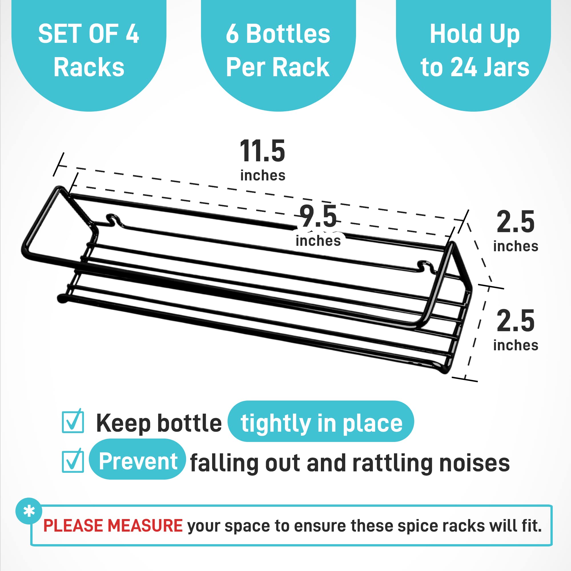 Ultimate Hostess Spice Rack Wall Mount - 4-Tier, Space-Saving Wall Spice Rack Organizer - Wall Mount Spice Rack Organizer for Spice Jars and Seasonings - Screw or Adhesive Hanging Spice Rack for Wall