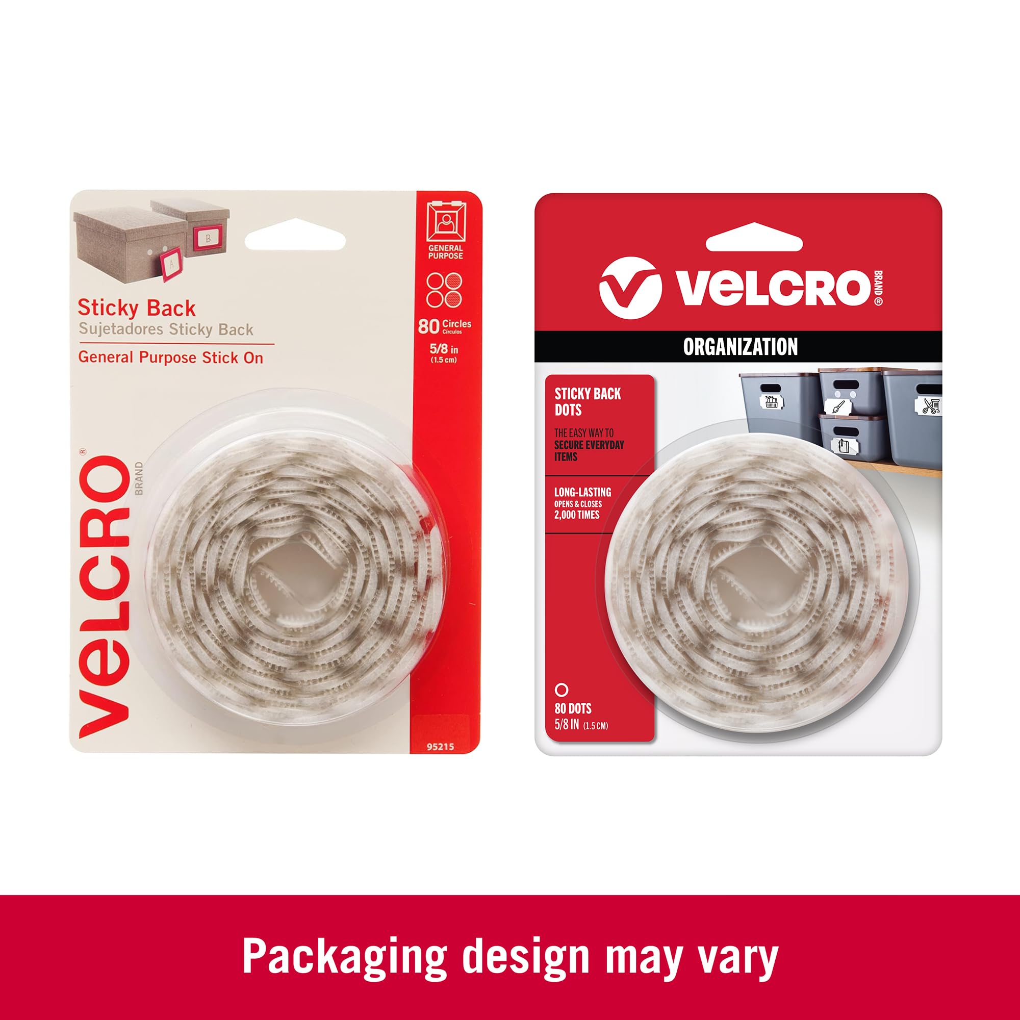 VELCRO Brand Dots with Adhesive | Sticky Back Round Hook and Loop Circles | 5/8in, 80 Pack | Arts and Crafts, School Projects, 95215W, White