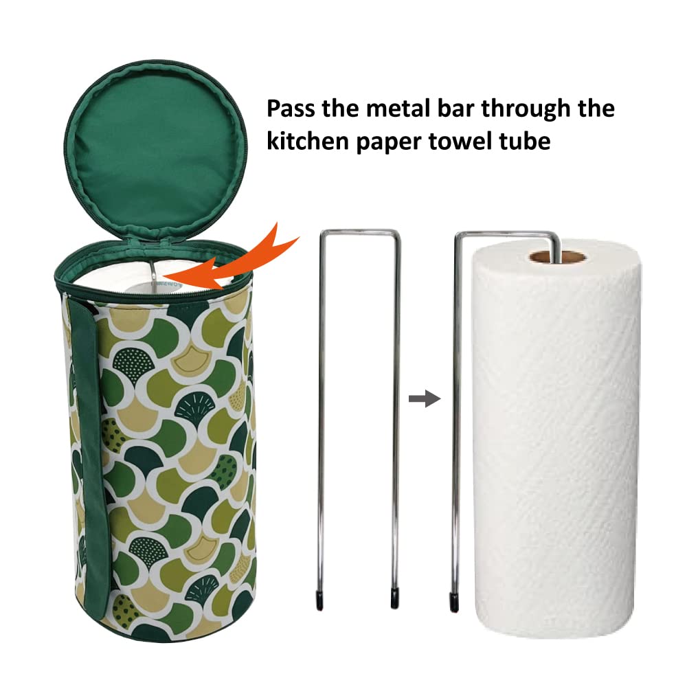 Olve Kitchen Paper Towel Holder Hanging Paper Towel Dispenser Cover for Kitchen, Camping Outdoor (Green)
