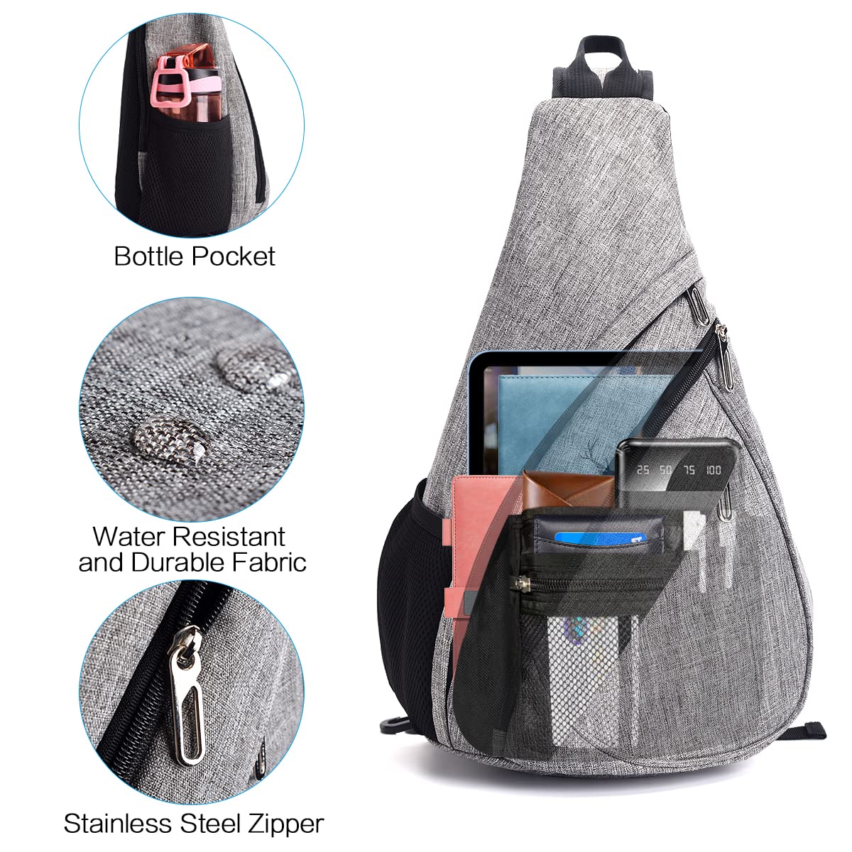 Sajanic Sling Bag Crossbody Sling Backpack Waterproof for Men Women, Lightweight Shoulder Bag for Travel Cycling Camping Daypack