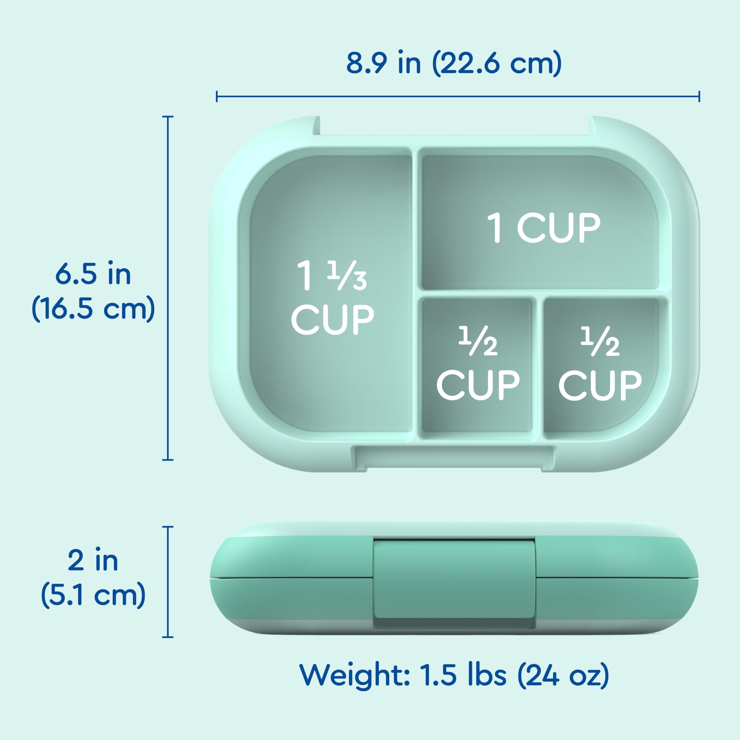 Bentgo® Kids Chill Lunch Box - Bento-Style Lunch Solution with 4 Compartments and Removable Ice Pack for Meals and Snacks On-the-Go - Leak-Proof, Dishwasher Safe, Patented Design (Aqua)