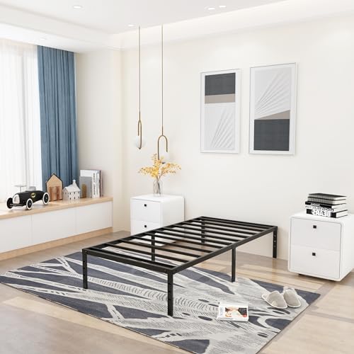 Yedop 18 Inch Twin XL Bed Frames, No Box Spring Needed, 2500 lbs Heavy Duty Steel Slat Support, Non-Slip XL Twin Bed Frame, Metal Platform Bed Frame Twin XL Black