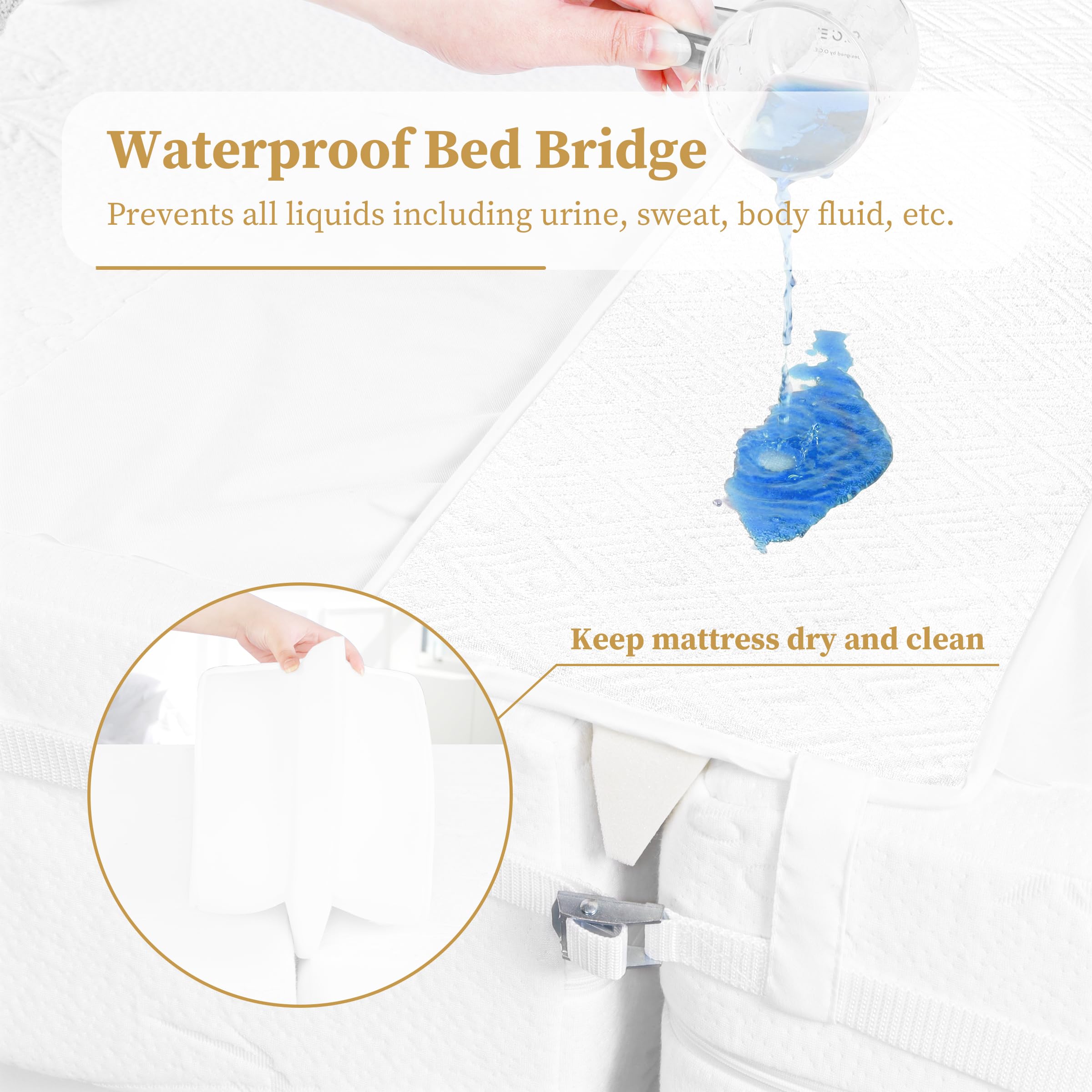 Bed Bridge Twin to King Converter Kit - Adjustable V-shape Bed Connector -Extra Wide Bed Gap Filler - Non-Slip Design Mattress Connector - Light Upgrade Easily Combine - Storage Bag Included