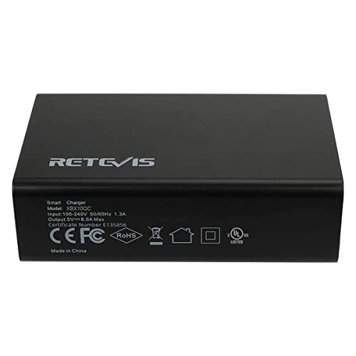 Retevis 5-Port USB Wall Charger Radio Charging Station Compatible with RT68 RB28 RT19 RT22P NR10 RT18 RT22S H777 RB89 RT86 RT45P RB29 Baofeng Cobra HYT Walkie Talkies and iPhone (1 Pack)