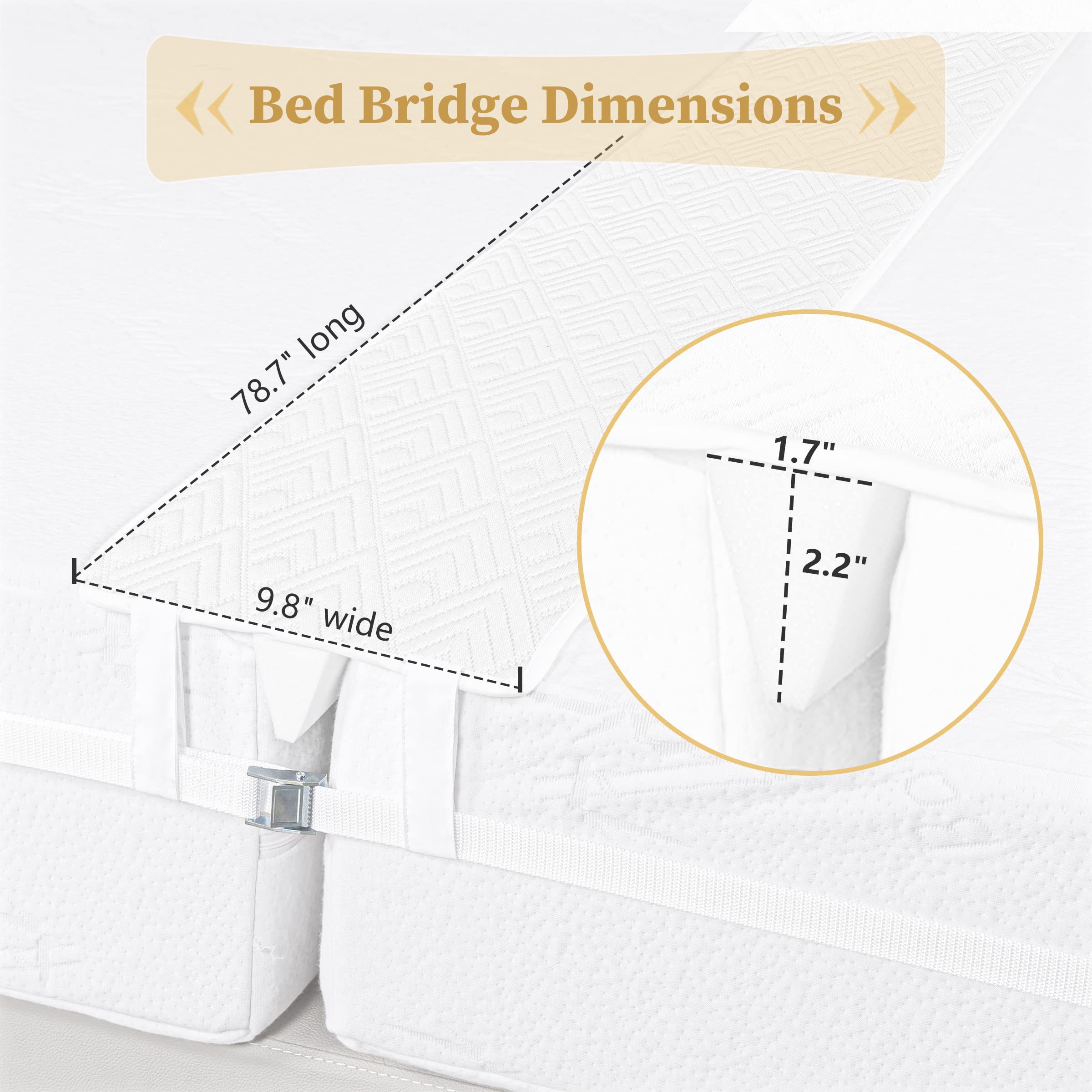 Bed Bridge Twin to King Converter Kit - Adjustable V-shape Bed Connector -Extra Wide Bed Gap Filler - Non-Slip Design Mattress Connector - Light Upgrade Easily Combine - Storage Bag Included