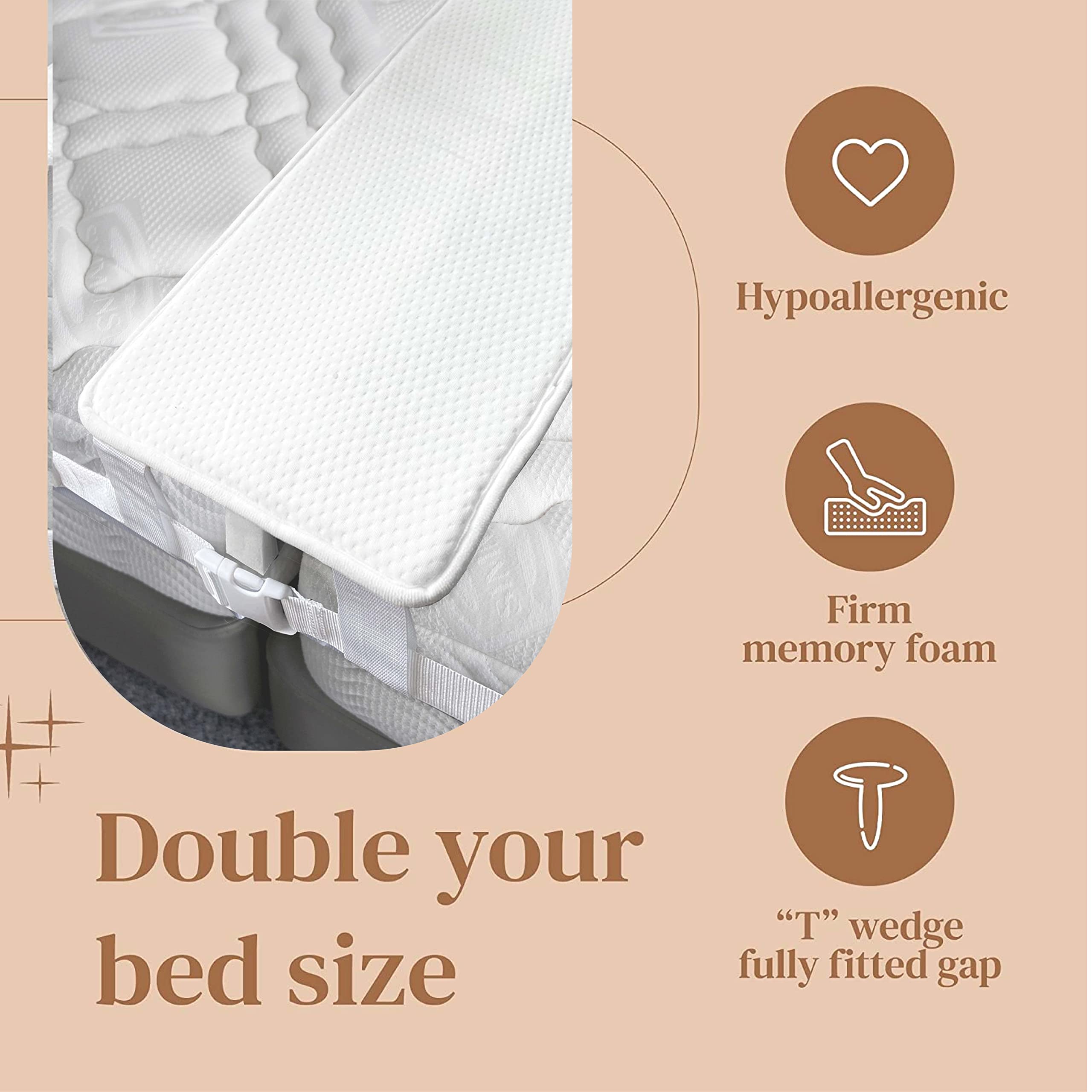 FeelAtHome 12 Inch Wide Bed Bridge Twin to King Converter Kit - Twin Bed Connector King Maker - Bed Gap Filler to Make Twin Beds Into King - Twin Mattress Connector - King Bed Converter Kit