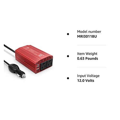 BESTEK 300W Power Inverter DC 12V to 110V AC Car Inverter with 4.2A Dual USB Car Adapter