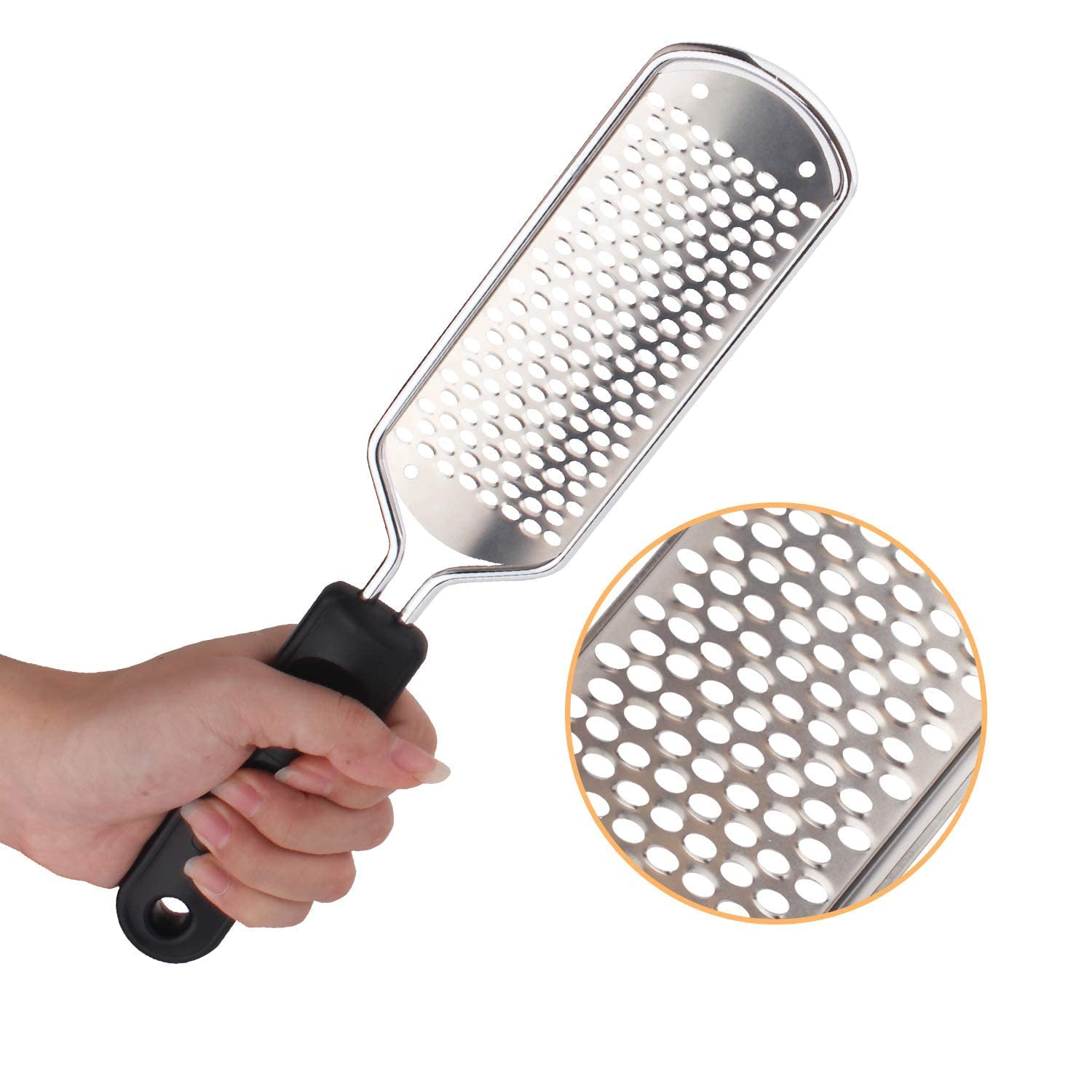 Pedicure Foot File - 2Pcs Stainless Steel Colossal Foot Rasp, Dead Skin Remover for Feet, Professional Pedicure Tools Washable and Reusable