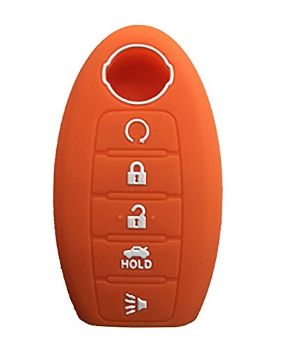 KAWIHEN 2 Pcs Silicone Key Fob Cover Fit for Nissan 5 button Armada Murano Maxima Altima Sedan Pathfinder 285E3-3TP5A KR5S180144014(orange)