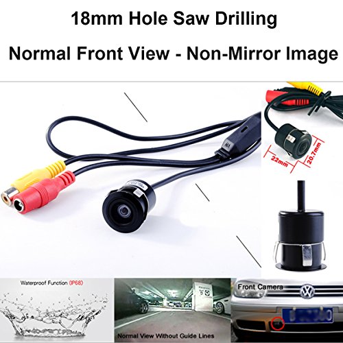 Front View Camera, EKYLIN Car Auto Front View Camera Forward Cam Screw Bumper Mount Universal Fit Non-Mirror Image w/o Parking Assistance Grid Lines