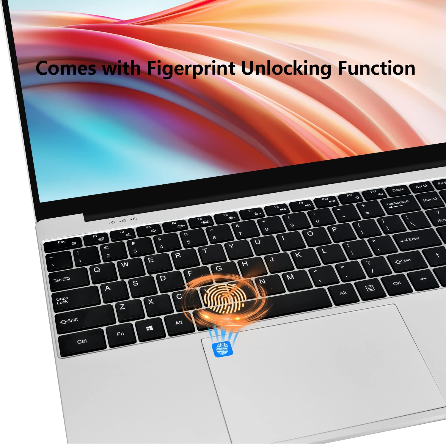 VGKE B15 Windows 10 Laptop, 15.6 inches Full HD 1920*1080 IPS 100% sRGB Display, Intel J4125 Quad-Core, 12GB LPDDR4, 256GB SSD, Expandable 1TB, 4K, WiFi, BT4.0 (Silver)