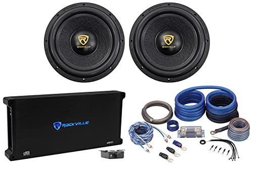 Rockville (2) W12K9D2 12" 8000 Watt Car Subwoofers+Mono Amplifier+Copper Amp Kit