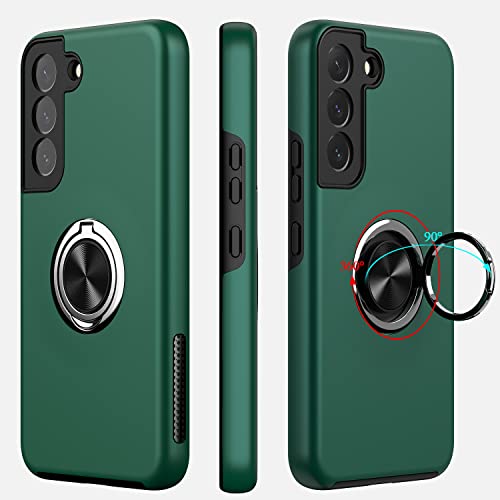 MMHUO for Galaxy S21 Case,Dual Layer Military Grade Drop Protection Case for Samsung S21 Kickstand Case with Hidden Ring Holder Shockproof Protective Phone Case for Samsung Galaxy S21 5G,Dark Green