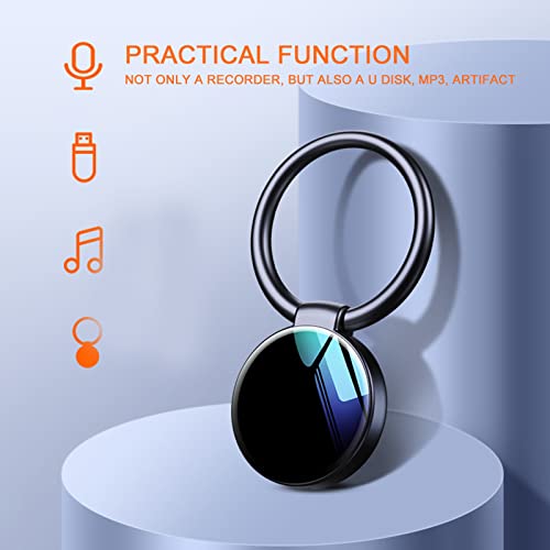 Voice Activated Recorder, HD Noise Reduction Keyring Design Mini MP3 Recorder Recording Device for Study Meeting Interview((32GB))