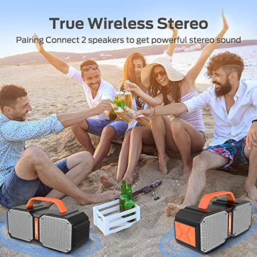 Bluetooth Speaker, BUGANI M83 50W Portable Wireless Bluetooth Speakers, Bluetooth 5.2, Wireless Two Pairing,IPX6 Waterproof Outdoor Speaker, Stereo Super Power Sound,For Outdoors,Camping,Party, Orange