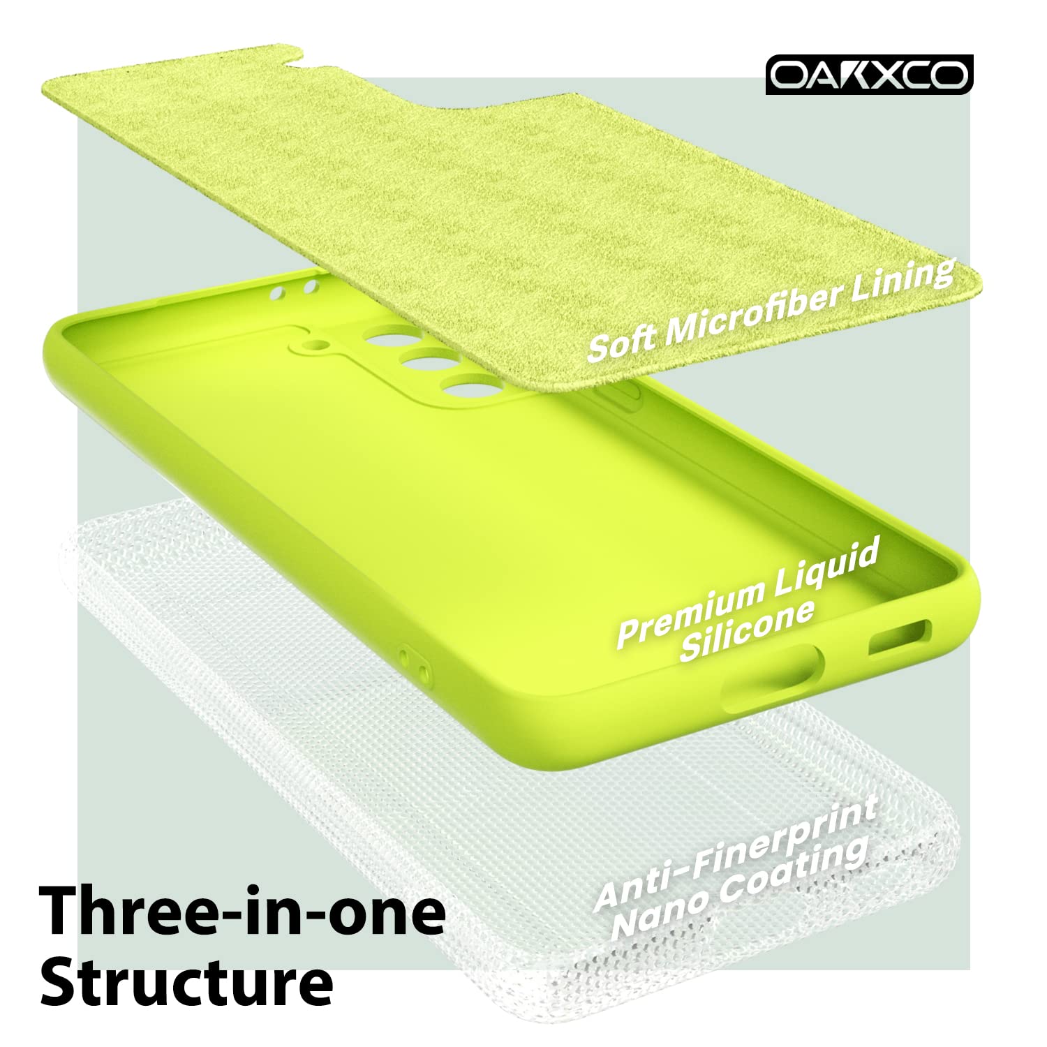 oakxco for Samsung Galaxy S21 Phone Case Liquid Silicone, Fluorescent Bright Solid Color, Cute Thin Slim Soft Rubber TPU Smooth Gel Matte Protective Cover for Women Girl Aesthetic, Lime Neon Green
