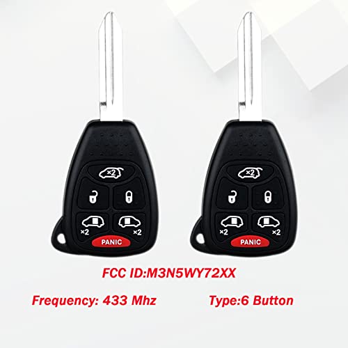 Keyless Remote Smart Replacement Key Fob Fits for 2004-2007 Chrysler Town and Country/Dodge Caravan/Chrysler Town and Country(FCC: M3N5WY72XX) Set of 2