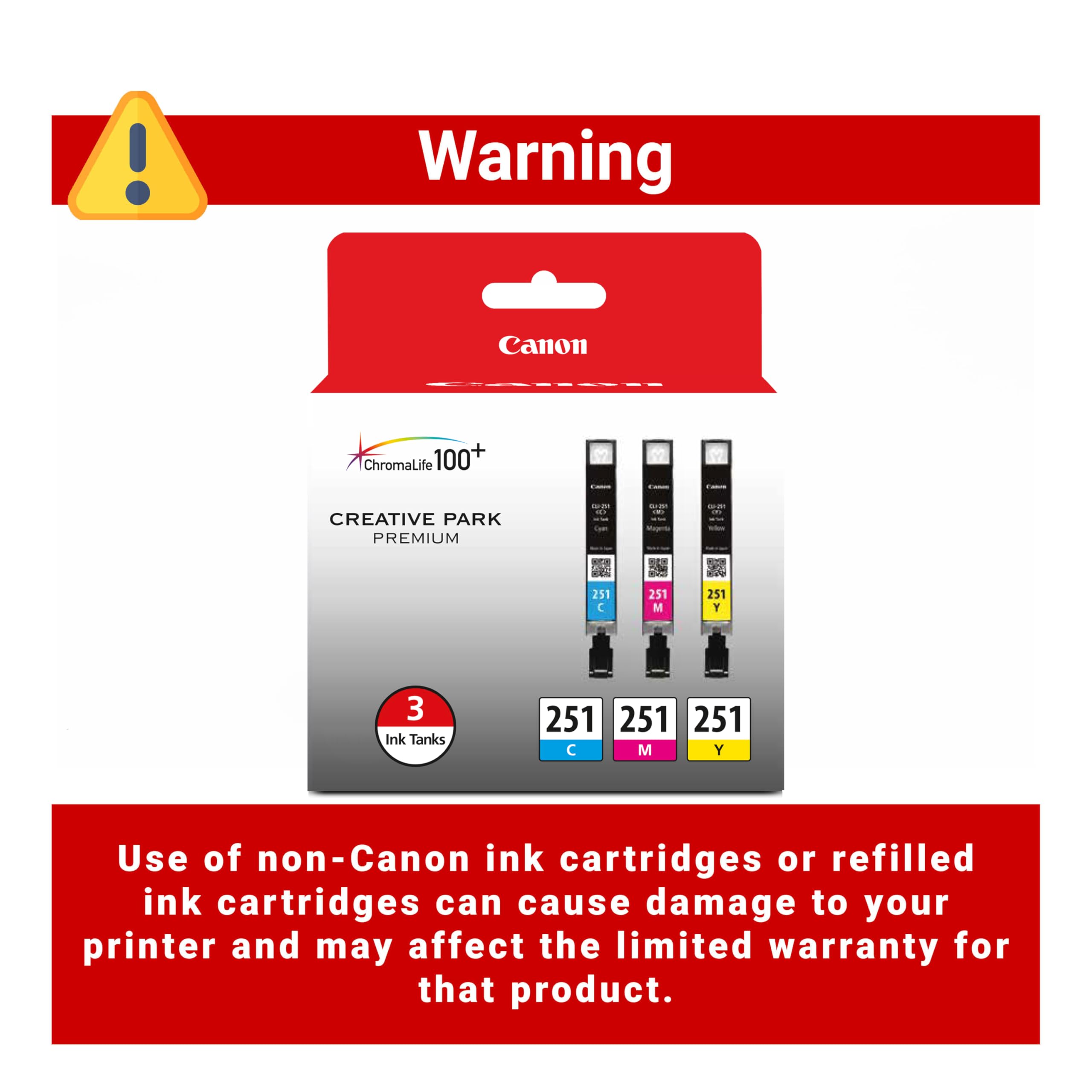 Canon CLI-251XL 3 Color Multi Pack Compatible to MG6320, iP7220, MG5420, MX922, MX722, MG7120, MG6420, MG5520, iX6820, iP8720, MG7520, MG6620, MG5620