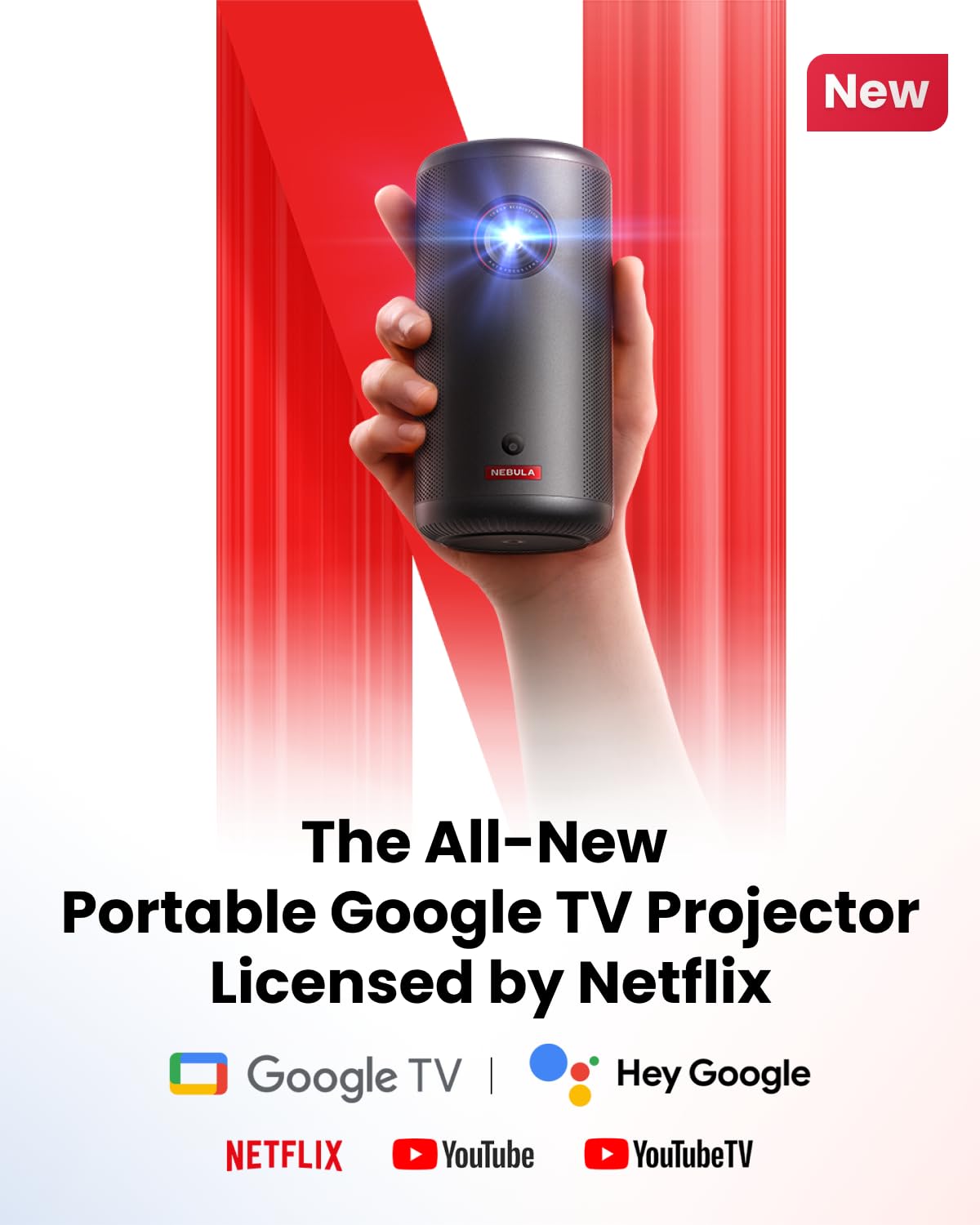 Anker NEBULA Capsule, Smart Wi-Fi Mini Projector, 100 ANSI Lumen Portable Projector, 360° Speaker, Movie Projector, 100 Inch Picture, 4Hr Video Playtime for Inside and Outside, Watch Anywhere