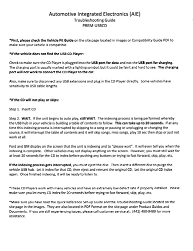 (AIE)-PREM-USBCD – “Add-on” Car CD Player – “Premium” USB Kit - Connects to Factory Audio System via USB Data Port Radio Connection. [Important] – Confirm Vehicle Compatibility on Fit Guide in Images