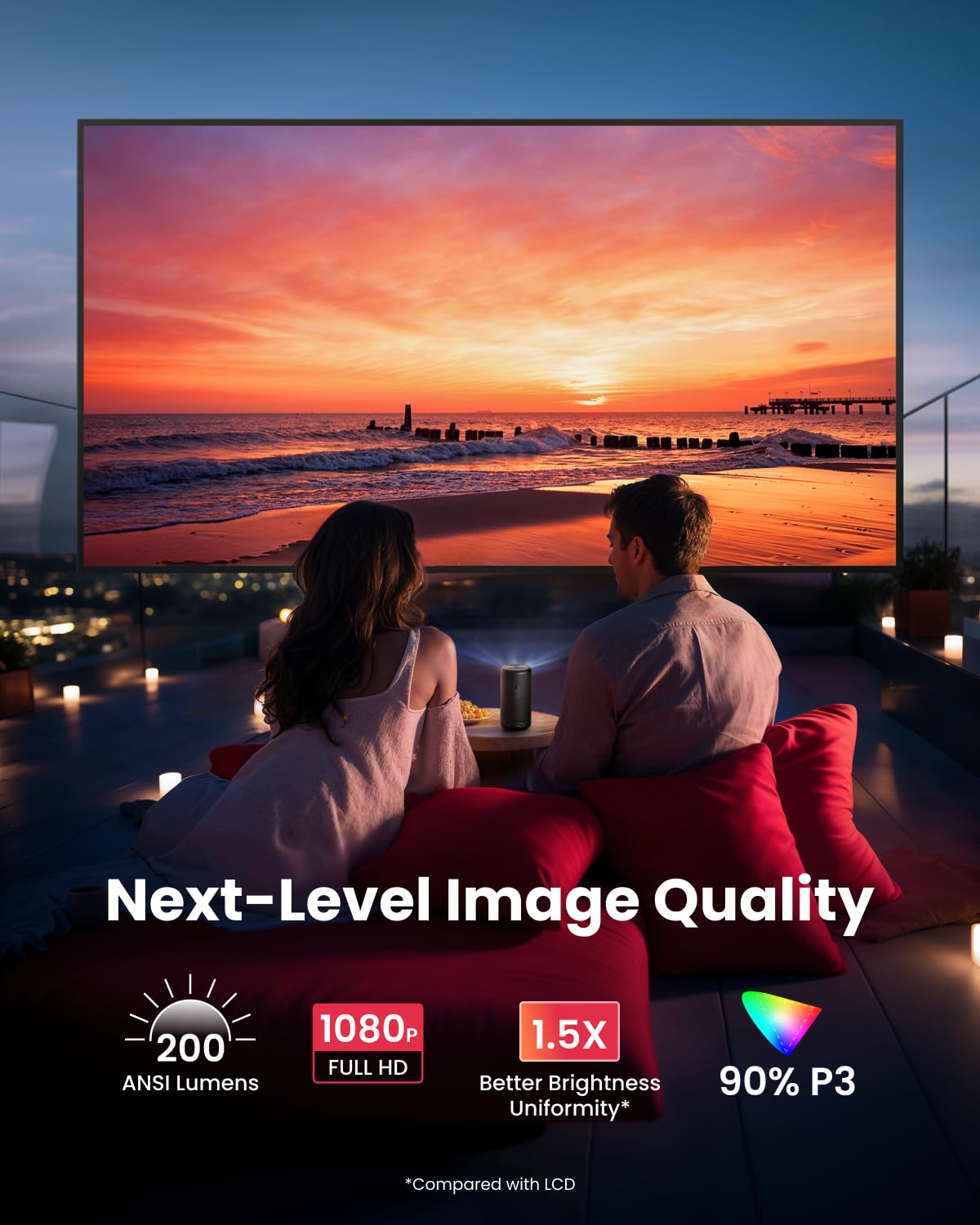 Anker NEBULA Capsule, Smart Wi-Fi Mini Projector, 100 ANSI Lumen Portable Projector, 360° Speaker, Movie Projector, 100 Inch Picture, 4Hr Video Playtime for Inside and Outside, Watch Anywhere