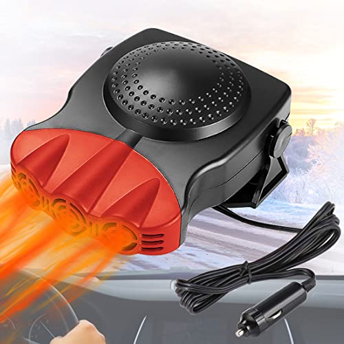 Car Heater 12V,2 in1 Fast Heating Defrost Defogger for Car Windshield, Portable Car Heater Defroster That Plugs into Cigarette Lighter with 180° Rotating Base, 150W Car Heating and Cooling Fan