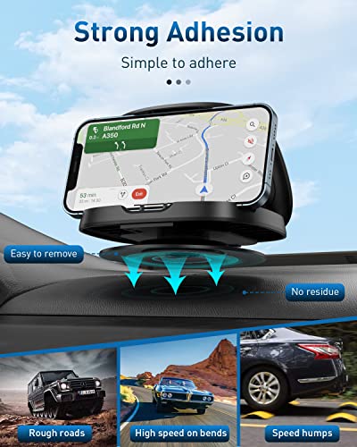Phone Mount for Car, 360° Rotatable Car Dashboard Phone Holder Mount, Horizontal & Vertical Viewing Cell Phone Holder for Car,Washable Reusable Car Phone Mount, for iPhone Samsung & Other Smartphones
