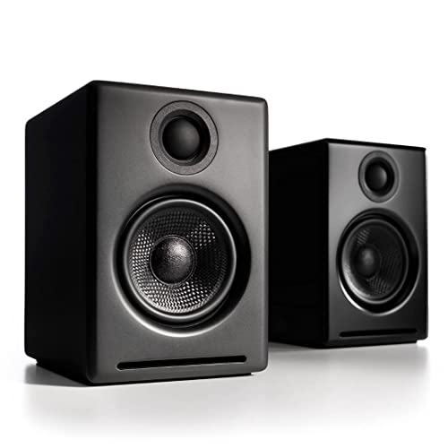 Audioengine A2+ Plus Powered Bluetooth Speakers and DS1 Desktop Speaker Stands Bundle (Black)