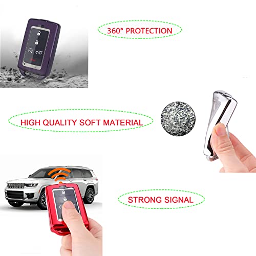 Guibuhuse Protective Casing Soft Key Fob Cover Fit for Jeep Grand Cherokee Grand Wagoneer
